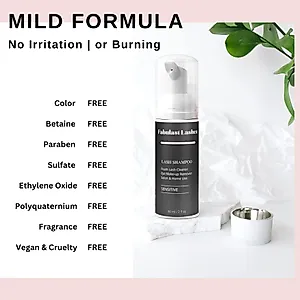 Lash Shampoo for Lash Extensions Kit - Sensitive Eyelash Cleanser for Extensions - Foaming Lash Bath for Natural/Eyelash Extensions - Paraben & Sulfate & Oil Free - Salon and Home Use (60ml 2 Fl Oz)