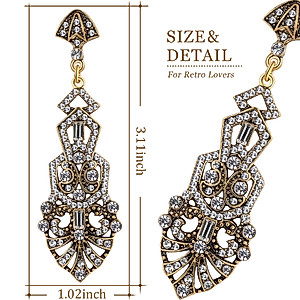 Coucoland 1920s Flapper Earrings Roaring 20s Great Gatsby Rhinestone Earrings (Stly2-Gold)