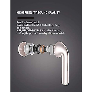 Wireless Earphone & Headphones Bluetooth 5.0 - Noise Cancelling and Waterproof True Sound (Rose Gold)