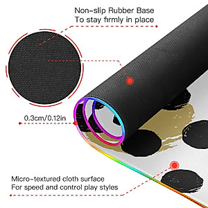 Polka Dot Wireless Charging Mouse Pad for Mobile Phone Extra Large Gaming Mousepad with 13 Lighting Modes Mouse Mat for Gaming MacBook PC Laptop Desk Home Office