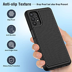 JXVM for Samsung Galaxy A32 5G Case: Dual Layer Protective Heavy Duty Cell Phone Cover Shockproof Rugged with Non Slip Textured Back - Military Protection Bumper Tough - 6.5inch (Matte Black)