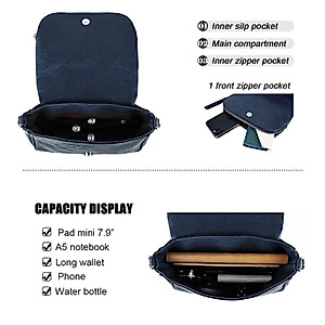 GLITZALL Medium Crossbody Bags for Women Faux Leather Shoulder Purse and Small Cross Body Handbag with Multi Pockets,Navy