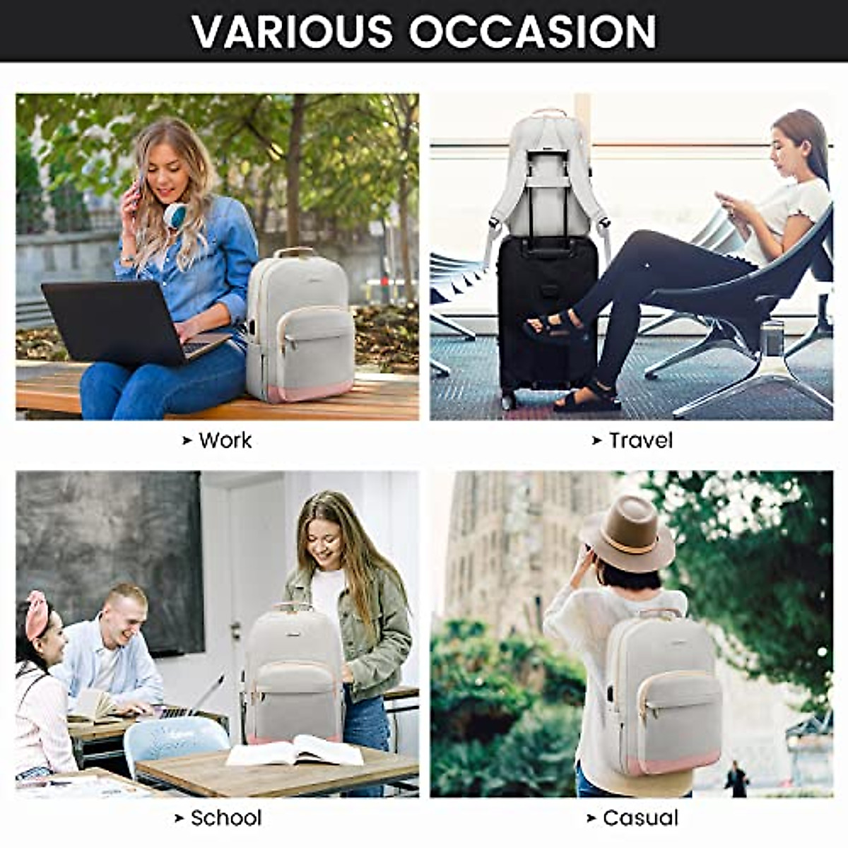 LOVEVOOK Laptop Backpack for Women Fashion Work Backpack Large Capacity Nurse Teacher Bag Cute Computer Bookbag with Separate Laptop Compartment 15.6 Inch for Business,Travel, School, College