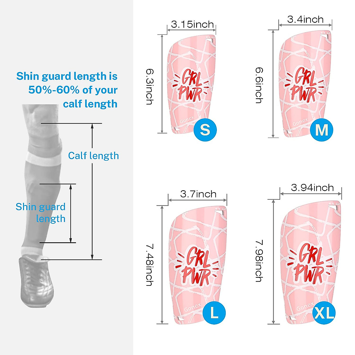 Gonex Soccer Shin Guards for Kids Adult, Youth Boys Girls Shin Guards Slip in Soccer Shin Pad Sleeves Canilleras for Football Games, EVA Cushion Protection Reduce Shocks & Injuries