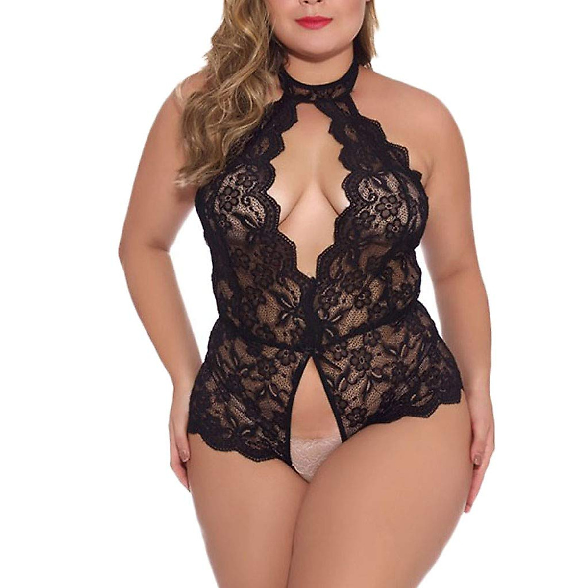 JJHAEVDY Women's Backless Sexy Lingerie Bodysuit Erotic Deep V Teddy Lace Babydoll Crotch Crotch Underwear Nightwear