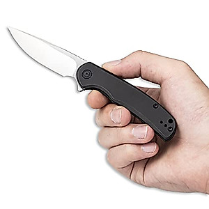 CIVIVI NOx Frame Lock Pocket Knife, Flipper Folding Knife with 2.97" Nitro-V Blade Stainless Steel Handle, Reversible Pocket Clip C2110B (Black)