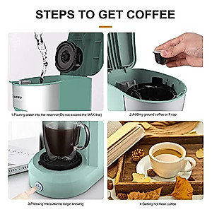 LITIFO Single Serve Coffee Maker for Ground coffee, Tea & K Cup Pod, 2-In-1 Small Coffee Machine with 6 to 14oz Reservoir, One-Button Fast Brew, Auto Shut-off & Self Cleaning Function (Green)