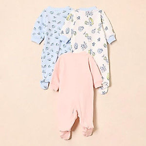 Amazon Essentials Disney | Marvel | Star Wars | Princess Baby Girls' Cotton Coveralls, Pack of 3, Alice Tea Party, 6-9 Months