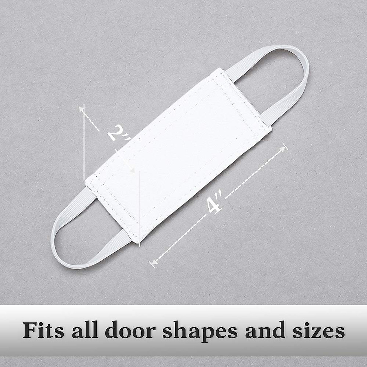 PONY DANCE Baby Door Latch Cover Closer - Nursery Door Silencer with Strong Elastic Straps, Thick Solid Cushion for Noise Reduction, Prevents Slamming, 3 Pieces, 4W x 2L Inches, Pure White