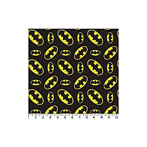 DC Comics 1 Yard Precut Cotton Fabric - Batman Logo Toss 4 pc.