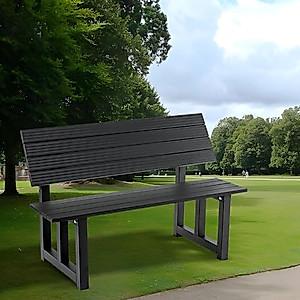 Ajikgn Aluminum Outdoor Convertible Bench Black, Total 400 LBS Load Capacity Bench Light Weight, All-in-one Table & Bench, Multi-Functional Outdoor Bench/Work Table for Park Garden,Patio and Lounge