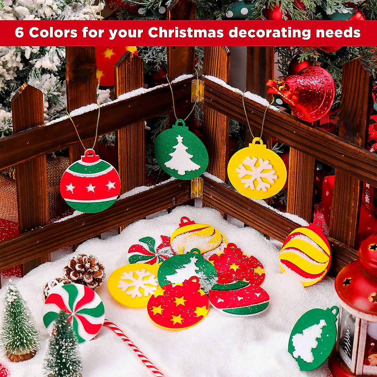 24 Pieces Christmas Felt Ornaments Round Hanging Decoration Xmas Hanging Felt Decoration Pendant for Christmas Tree Theme Family Party Indoor Outdoor Hanging Decor (Popular Style)