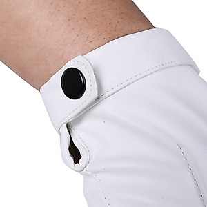 JISEN Men PU Leather Punk Half Finger Snap Performance Gloves White