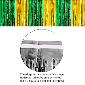 2025 Graduation Green Gold Party Decoration Foil Fringe Curtains, Green Gold Photo Booth Prop Streamer Backdrop for St. Patrick's Day Birthday Beach Party Decoration (3 Pack)
