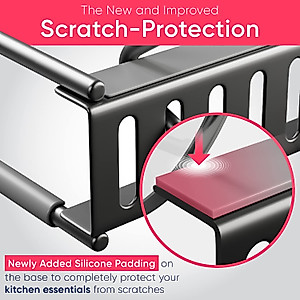 Anti-Scratch Adjustable Compartments by BTH Expandable Pot and Pan Organizer Rack for Cabinet – Heavy Duty Pot Lid Organizer for Kitchen Cabinet Under Sink Drawer Pantry (LARGE 7.5"W (DARK GREY))