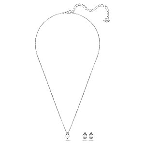 SWAROVSKI Stilla Attract Jewelry Set, Pendant Necklace and Stud Earrings with Sparkling Clear Drop-Shaped Crystals on a Rhodium Finish Setting, Part of the Stilla Attract Collection