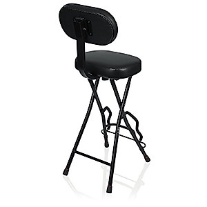 Gator Frameworks Guitar Seat with Padded Cushion, Ergonomic Backrest and Fold Out Guitar Stand; Holds both Acoustic and Electric Guitars (GFW-GTR-SEAT)