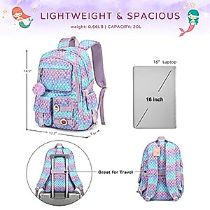 KIDNUO Girls Backpack,15.6 Inch Laptop School Bag Large Primary Elementary Middle College Bookbags Kids Backpacks for Teens Girls Women Students Anti Theft Travel Daypack (Purple)