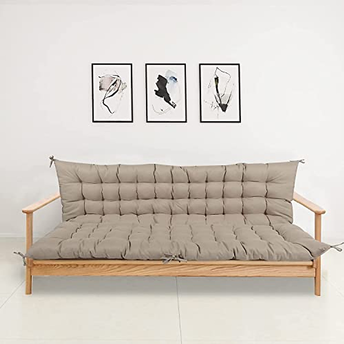 Stonehomy 2-3 Seater Swing Replacement Cushions, Water-Resistant Thick Swing Cushions with Backrest and Non-Slip Ties for Patio Garden Furniture, 60x40 Inches