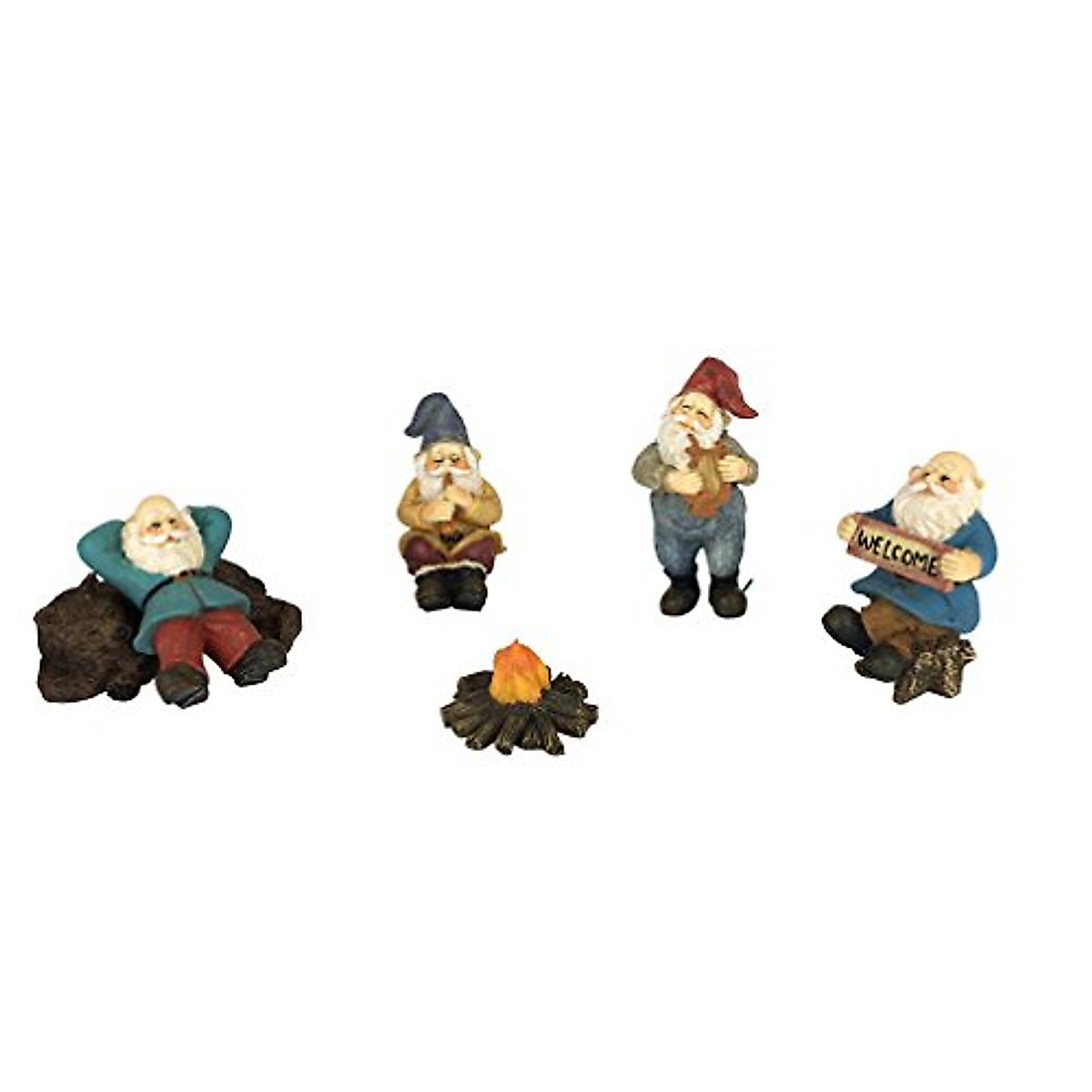GlitZGlam Happy Gnomes Camp - 6 Piece Garden Gnome Set for The Miniature Fairy Garden