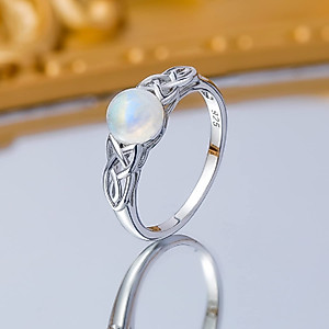 Gemsme 18K White Gold Filled 925 Sterling Silver 7.00mm Moonstone Victorian Style Solitaire Ring for Women (5)