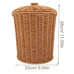 LIOOBO Round Rattan Storage Basket with Lid: Rattan Basket with Lid, Round Storage Basket for Home Organizer
