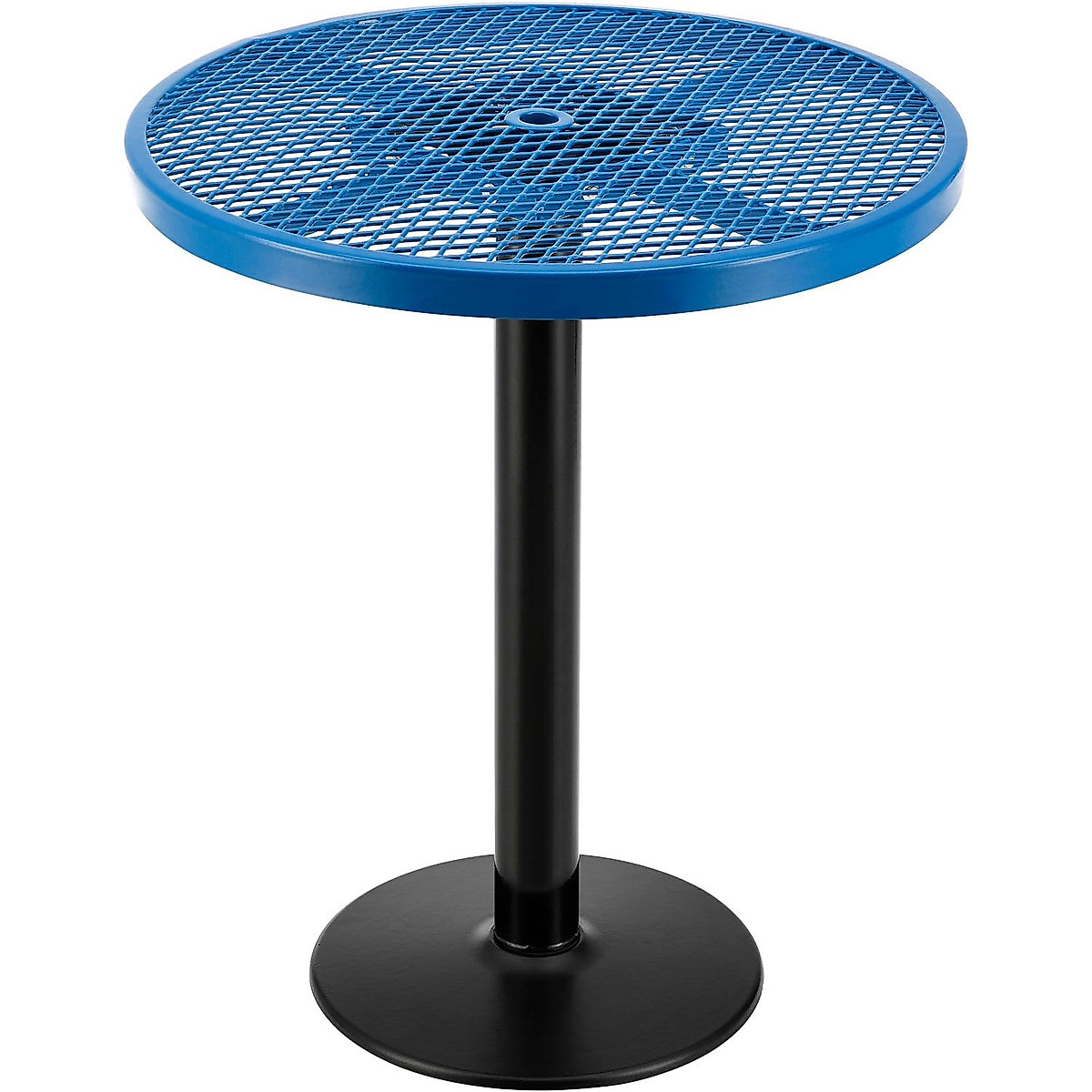 Global Industrial 36" Round Outdoor Bar Height Table with Pedestal Base, 42" H, Blue