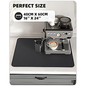 Color&Geometry Dish Drying Mats for Kitchen Counter, Dish Drying Rack Mat Strong Absorbent Water and Quick Dry , Kitchen Counter Mat Non Slip, Black Coffee Maker Mat, 16"X24"