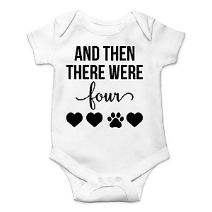 AW Fashions And Then There Were Four Baby Bodysuit Cute Newborn Boy Outfit Funny Baby Romper Girl Clothes (Newborn, White)