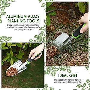 Garden Hand Shovel Garden Trowel Gardening Hand Tools Set with Soft Rubberized Non-Slip Handle Aluminum Alloy Planting Tools for Planting, Transplanting, Weeding, Moving and Smoothing (Yellow, Green)