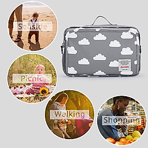 Small Diaper Bag, Stroller Organizer Bags for Baby with Insulated Pocket, Stroller Hooks and Adjustable Strap,Universal Mini Diaper Tote Bags Fit All Strollers, Gray