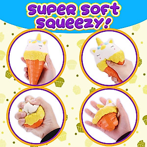 Insnug Sensory Toys Squishy Toy Food - Stress Relief Squishies for Girl Kids Age 4 6 8 10 Kawaii Jumbo DIY Slow Rising Squeeze Autism Unicorn Gift Ice Cream Cake Milk Shake Donut Painting Art Set
