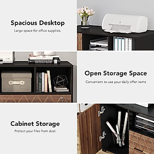 Tribesigns Large File Cabinet with Lock and Drawer, Modern Mobile Lateral Filing Cabinet Printer Stand Legal/Letter / A4 Size with Wheels and Storage Shelves for Home Office (Brown)