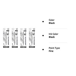 Zebra 29411 F-701 Ballpoint Stainless Steel Retractable Pen, Fine Point, 0.8mm, Black Ink (4)