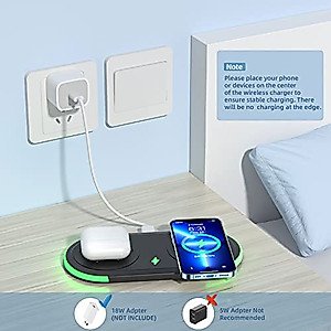 Dual Wireless Charger Pad, Dual 15W Max Fast Charging Wireless Charging Pad for All Wireless-Charging-Enable Phones Galaxy iPhone AirPods 2-in-1 Type C Cable Included (No AC Adapter)