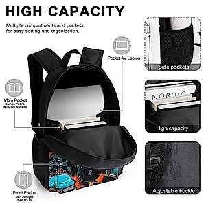 DamTma Cartoon Grunge Car Backpack Set 3 Piece Bookbags Lunchbox Pencil Case Laptop Backpack Travel Backpack 3pcs Backpack