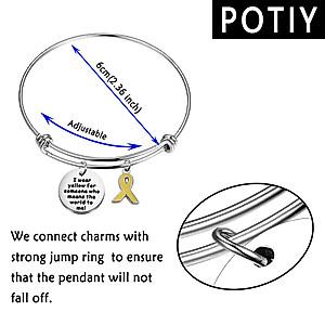 POTIY Yellow Awareness Ribbon Bracelet Bone Cancer Awareness Jewelry Gift Inspirational Bracelet for Endometriosis Bladder Cancer (Yellow Bracelet)