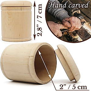 AEVVV 3pcs 2.8''x2'' Round Wooden Box with Lid Trinket Box Wedding Jewelry Box Decorative Boxes DIY Storage Trinket Bearer Container Case Wood Ring Box