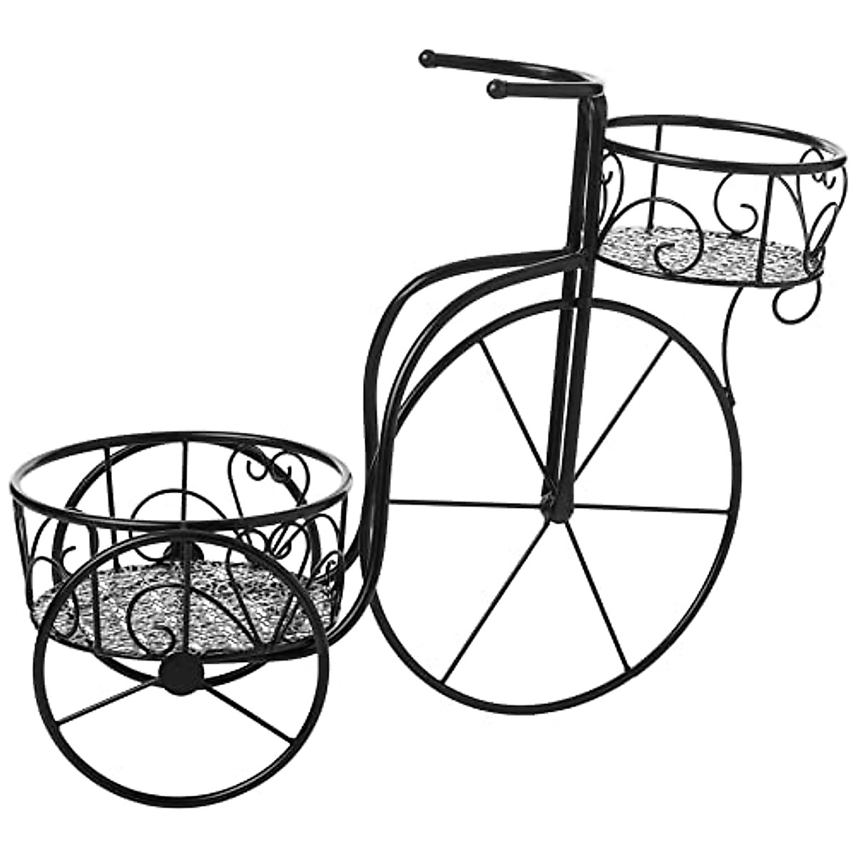 Pure Garden HW1500188 Tricycle Plant Stand Â– 2-Tiered Indoor or Outdoor Decorative Vintage-Look Metal Display for Patio, Deck, Home or Lawn, Matte Black