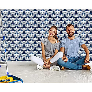 MOENMOAI Denim Blue Wallpaper Removable Self Adhesive Peel and Stick Wallpaper Contact Paper Waterproof Wallpaper for Cabinet Shelf Liner Wall Countertop Furniture Shelf Paper 17.71" x 196" DIY Decor