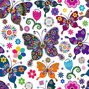 CafePress Colorful Flowers And Butterflies Pattern Mugs Ceramic Coffee Mug, Tea Cup 11 oz