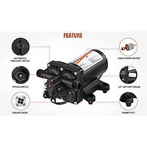 YOUNGTREE 110V Water Pump with Pressure Switch include Power Plug 5.5 GPM 70PSI 110VAC Water Pressure Booster Pump for Home Kitchen Bathroom RV Marine Yacht Garden Hose