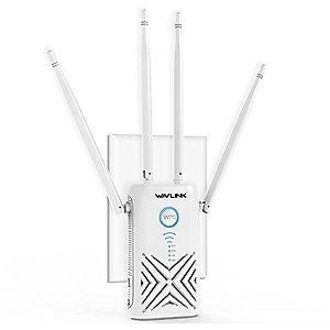 WAVLINK 1200Mbps Dual Band WiFi Extender,Wireless Repeater WiFi Range Extender with 2 Gigabit Ethernet Port,4 x 5DBi Antennas,Signal Wi-Fi Booster Repeater/Router/AP Mode,Plug and Play,WPS