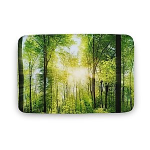 Nufar Scenic Forest Fresh Green Deciduous Trees Personalized Door Mat Home Welcome Mats Outdoor and Indoor,Front Welcome Mat Doormat for Home Entrance,Outside Entry,Yard,Floor,Patio 16x24 Inch