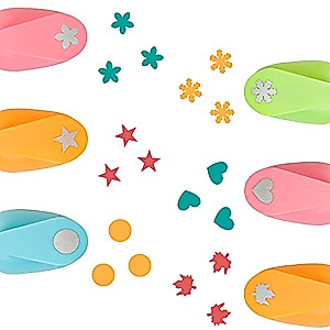 LoveInUSA Punch Craft Set, 6PCS Hole Punch Shapes Hole Puncher for Crafts Paper Punches Decorative Snowflake Star Circle Hole Puncher for Crafting Scrapbook Nail Designs
