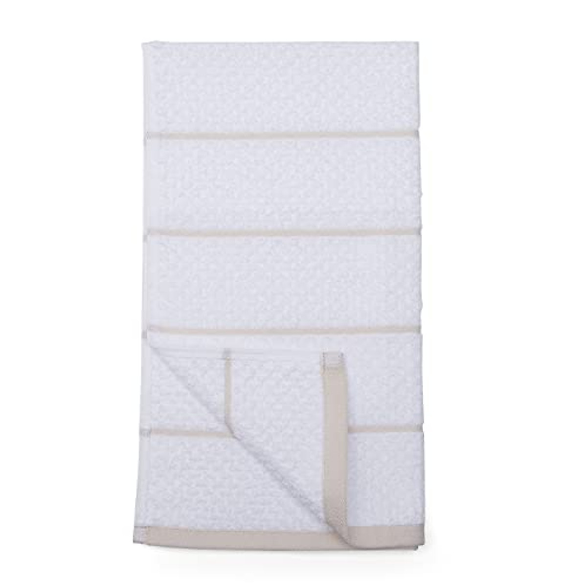 Amazon Basics 100% Cotton Soft & Absorbent, Popcorn Texture Terry Kitchen Cloth, Pack of 4, Beige Stripe, 28"L x 16"W