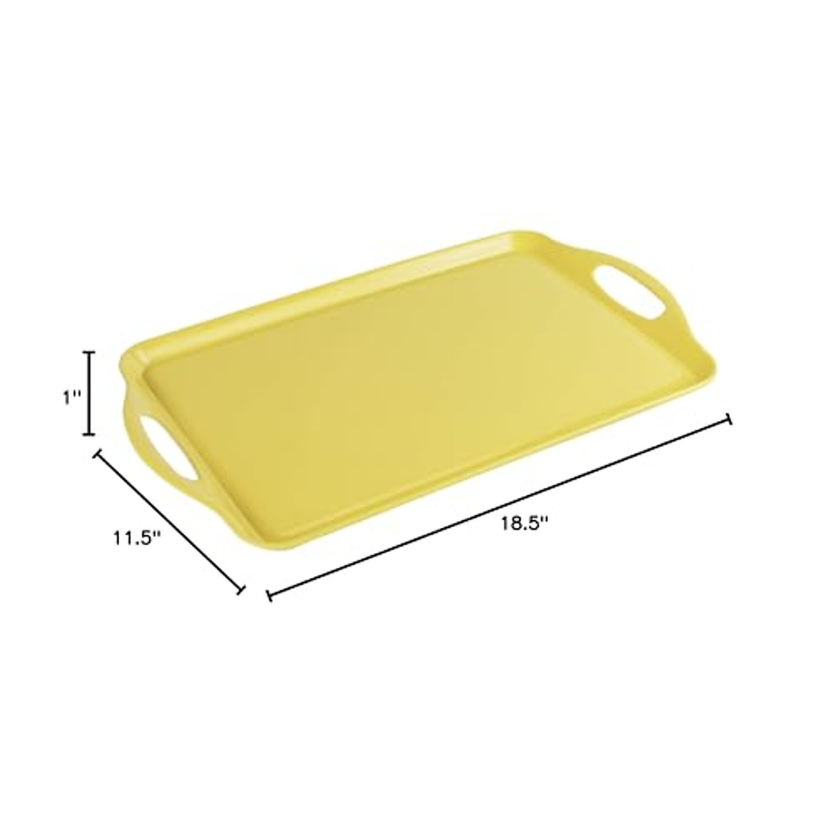 Reston Lloyd Calypso Basics Melamine Serving/Ottoman Handles, Rectangular Tray, Lemon
