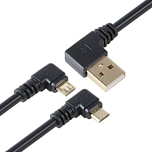 TENINYU Combo-Pack Left/Right Angle USB Cable 5.5 Inches for TV Stick and Power Bank - 90 Degree USB to Micro USB Cable for Roku TV Stick and More