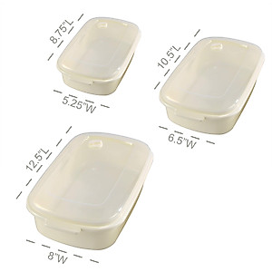 Home-X Rectangle Food Storage Containers, Microwave Cookware, Easy Storage – 21 oz / 27 oz / 81 oz Capacity - Set of 3 – Cream