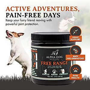 Free Range Joint Health Enhancer Supplement Powder for Dogs by Alpha Dog Nutrition - Premium Dog Arthritis Vitamins to Care for Joints - Contains Glucosamine, Chondroitin, MSM, Vitamin E, & More